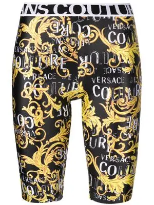 Versace Baroque-print Cycling Shorts - Black