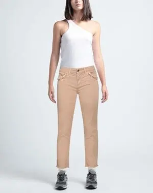 LIU •JO Tapered Cotton-elastane Pants - Beige