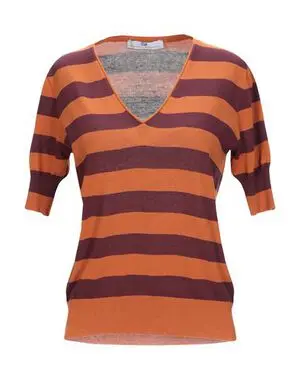 MASSIMO REBECCHI Striped Cotton Knit Sweater - Rust