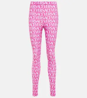 Versace Logo Printed Leggings - Pink