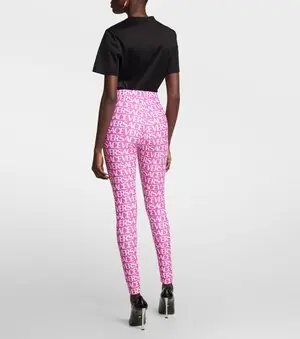 Versace Logo Printed Leggings - Pink