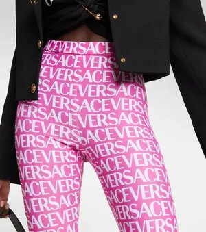 Versace Logo Printed Leggings - Pink