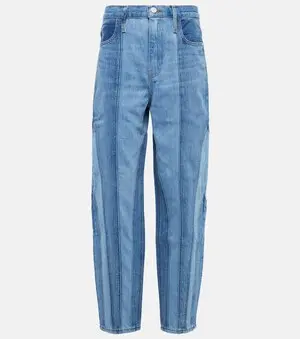 FRAME Warped Stripe Barrel High-rise Jeans