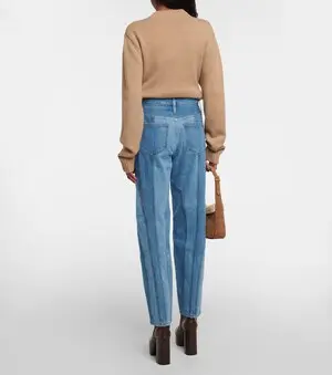 FRAME Warped Stripe Barrel High-rise Jeans