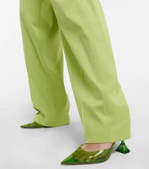 Amina Muaddi Holli Glass Slingback Pumps - Green
