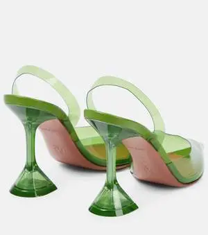 Amina Muaddi Holli Glass Slingback Pumps - Green