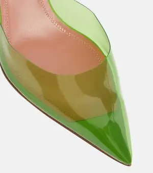 Amina Muaddi Holli Glass Slingback Pumps - Green