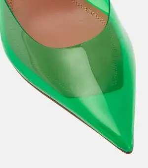 Amina Muaddi Holli Glass Slingback Pumps - Green