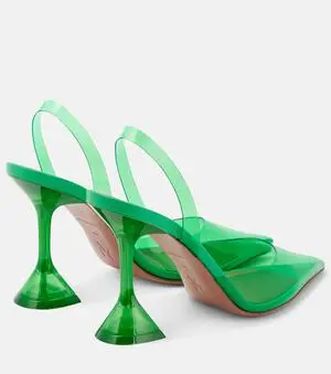 Amina Muaddi Holli Glass Slingback Pumps - Green