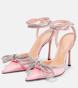 Mach & Mach Double Bow 110 Embellished Satin Pumps