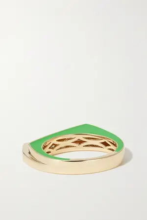 RAINBOW K Handcuff 14-karat Diamond And Enamel Ring - Gold