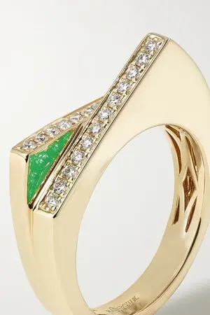 RAINBOW K Handcuff 14-karat Diamond And Enamel Ring - Gold