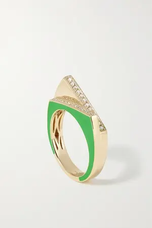 RAINBOW K Handcuff 14-karat Diamond And Enamel Ring - Gold