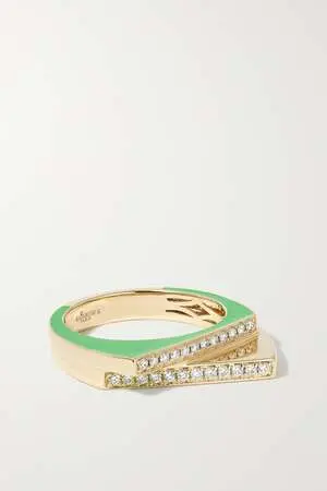RAINBOW K Handcuff 14-karat Diamond And Enamel Ring - Gold