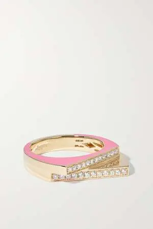 RAINBOW K Rainbow K Handcuff 14-karat Gold, Diamond And Enamel Ring Pink