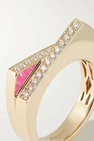 RAINBOW K Handcuff 14-karat Diamond And Enamel Ring