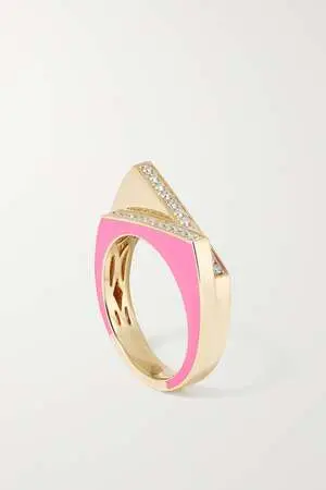 RAINBOW K Handcuff 14-karat Diamond And Enamel Ring