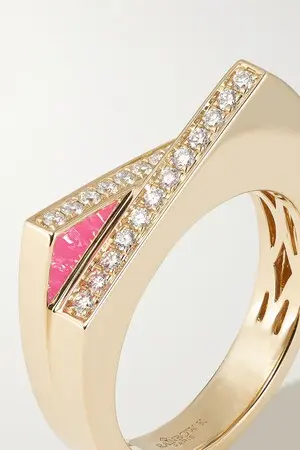RAINBOW K Handcuff 14-karat Diamond And Enamel Ring