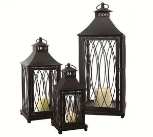 MELROSE Ornate Black Metal Lantern - One-color