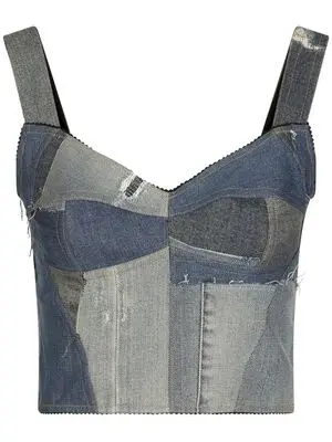 DOLCE & GABBANA Dolce & Gabbana Denim Patchwork Vest Top