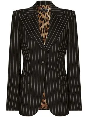 Dolce & Gabbana Turlington Pinstripe Single-breasted Blazer - Black