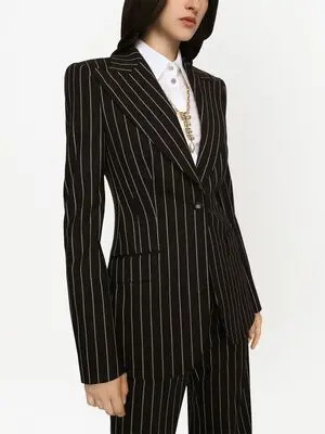 Dolce & Gabbana Turlington Pinstripe Single-breasted Blazer - Black