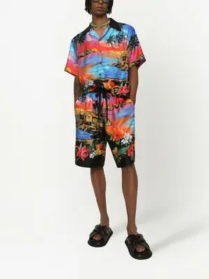 Dolce & Gabbana Graphic-print Short-sleeve Shirt - Black