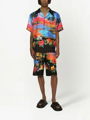 Dolce & Gabbana Graphic-print Short-sleeve Shirt - Black