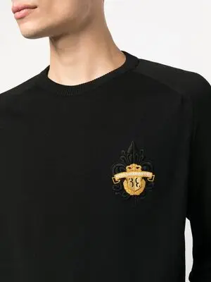 BILLIONAIRE Embroidered Logo Crew-neck Jumper - Black