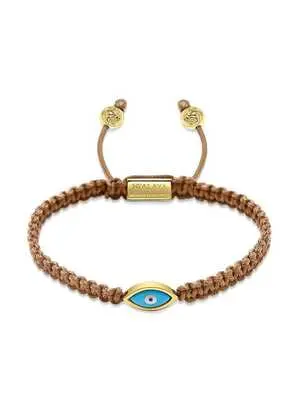 NIALAYA JEWELRY Evil Eye Charm Braided Bracelet - Brown