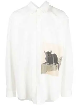 YUIKI SHIMOJI Cat-print Shirt Jacket - White