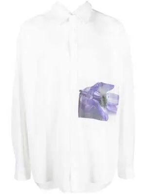 YUIKI SHIMOJI Poppy-print Shirt Jacket - White