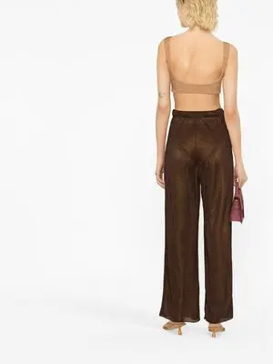 Oseree High-waisted Trousers With Lurex Detailing - Brown