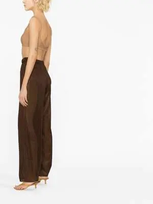 Oseree High-waisted Trousers With Lurex Detailing - Brown