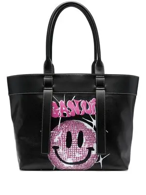 GANNI Smiley-print Tote Bag