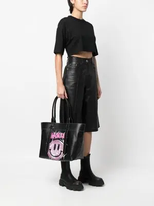 GANNI Smiley-print Tote Bag