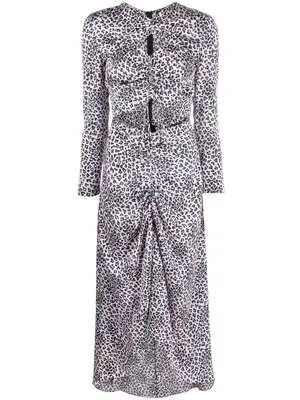 Maje Leopard-print Cut-out Midi Dress