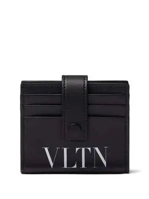 Valentino Garavani Vltn Card Holder In Calfskin - Black