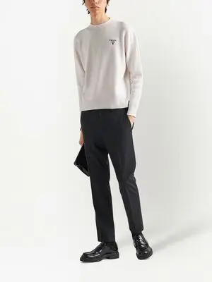 Prada Logo-embroidered Cashmere Sweater - White