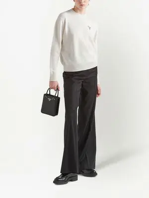 Prada Logo-embroidered Cashmere Sweater - White