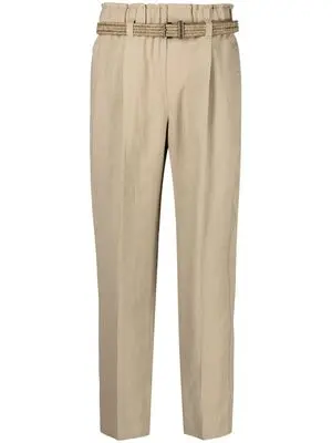 Brunello Cucinelli High-rise Belted Trousers - Neutrals