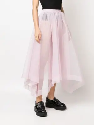 Alexander McQueen Tiered Tulle Asymmetric Skirt - Pink