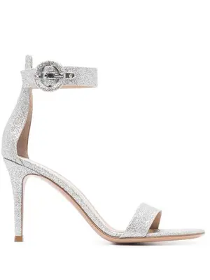 GIANVITO ROSSI Portofino 85mm Glitter Sandals - Silver