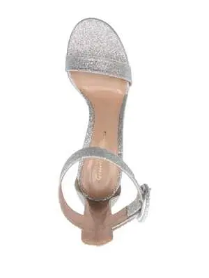 GIANVITO ROSSI Portofino 85mm Glitter Sandals - Silver