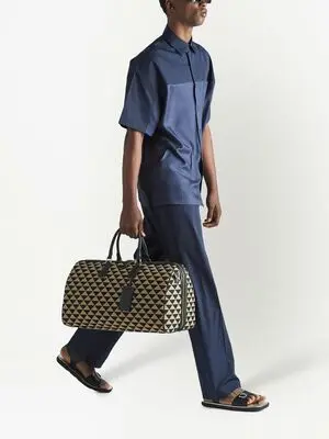 Prada Symbole Embroidered Fabric Travel Bag