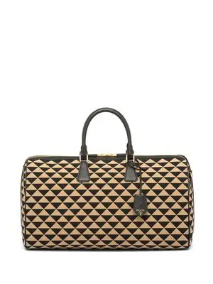 Prada Symbole Embroidered Fabric Travel Bag
