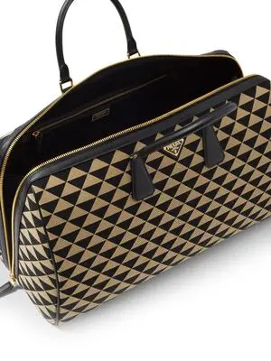 Prada Symbole Embroidered Fabric Travel Bag