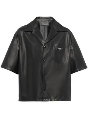 Prada Nappa-leather Bowling Shirt - Black