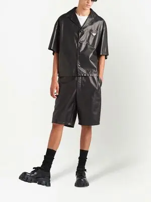 Prada Nappa-leather Bowling Shirt - Black