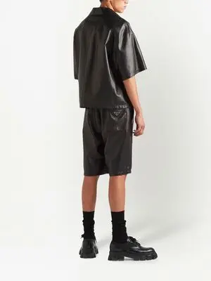 Prada Nappa-leather Bowling Shirt - Black